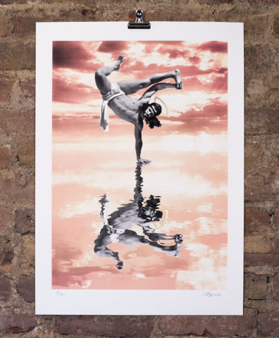 Breakdancing Jesus on Water - Pink and Orange by Cosmo Sarson - Nelly Duff