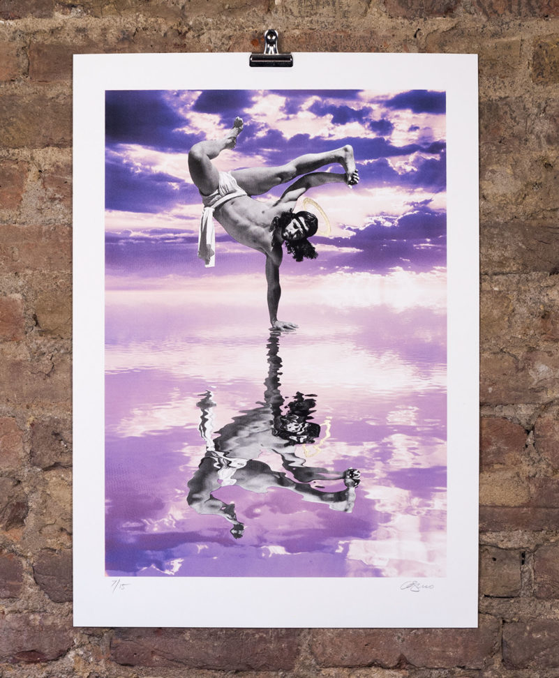 Breakdancing Jesus on Water - Purple and Pink by Cosmo Sarson - Nelly Duff
